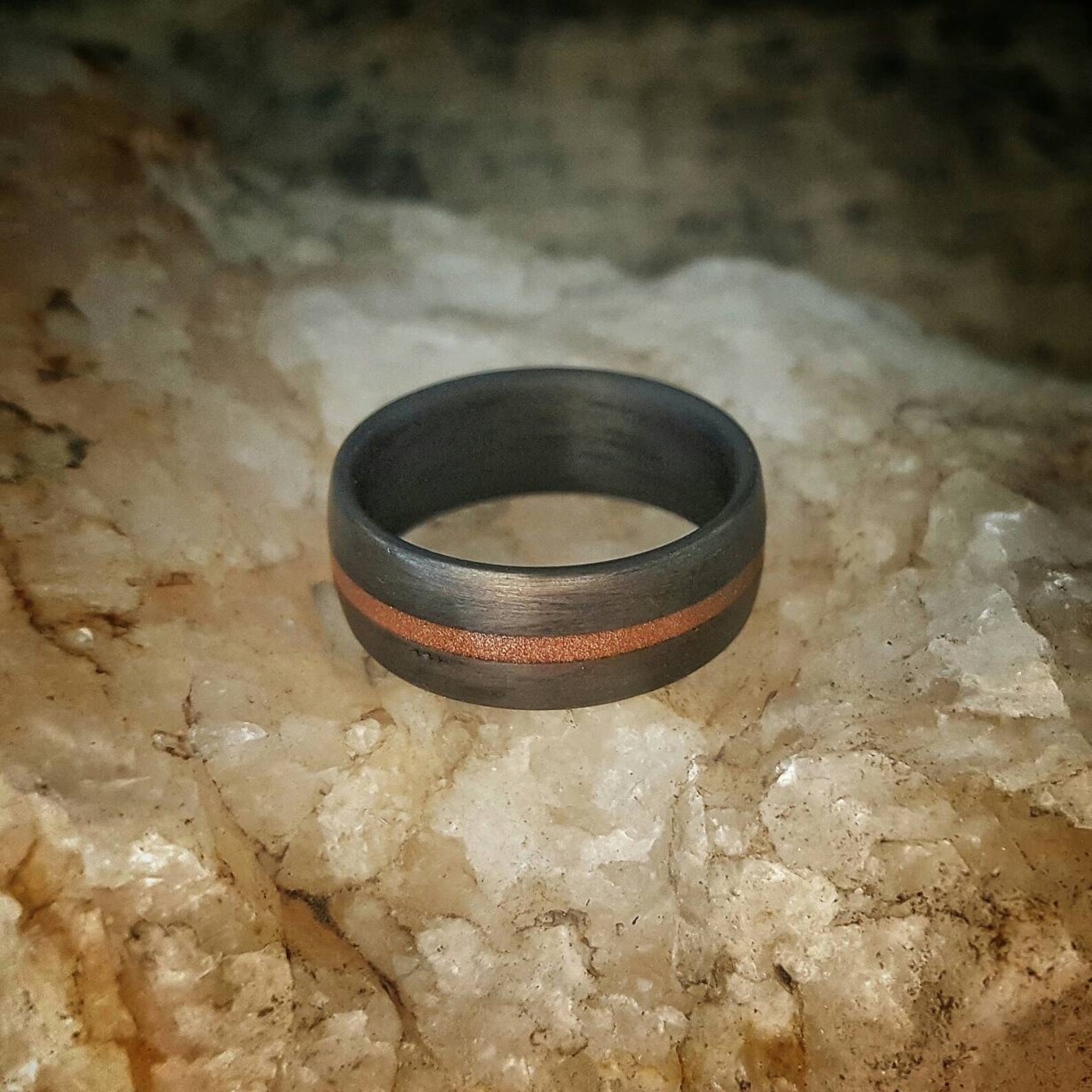 Copper Streak 8mm Wide Carbon Fiber Ring. Domed Top Strong | Etsy