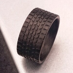 Sport Tire, Carbon Fiber Tread Ring, Sports Car Ring, 10mm Wide Wedding ...