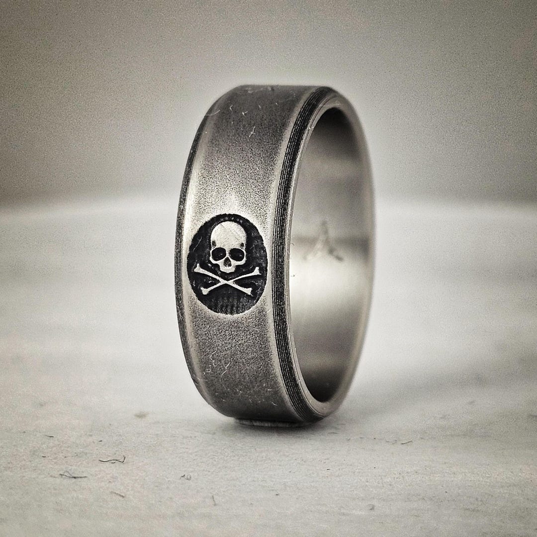 Jolly Roger, Titanium Ring, Tough Ring, Wedding Band - Etsy