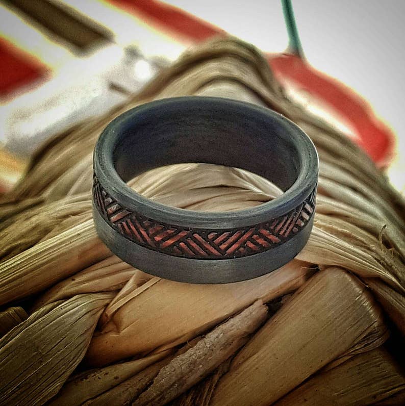 Terra Carbon Fiber Ring Subtle Wedding Ring 8mm Wide | Etsy