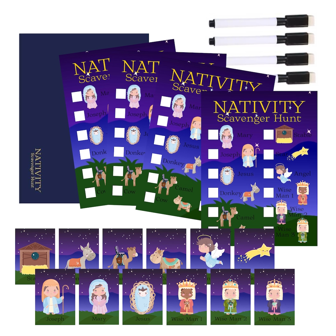 Nativity Scavenger Hunt, Christmas Game, Religious Game, Christ Birth ...