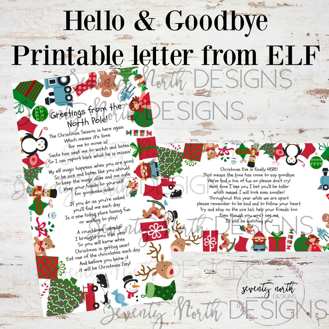 Hello Letter, Elf Hello and Goodbye Letter, Christmas Printables ...