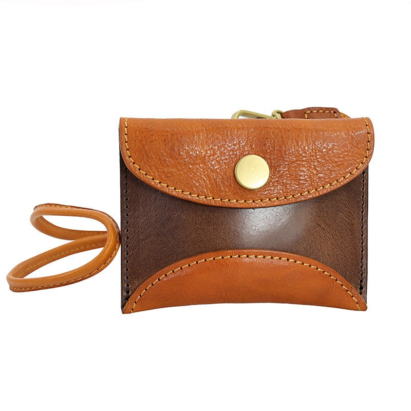 Handmade Real Leather Pouch, Two Colors, Badge Holder, Hanging Neck Bag ...