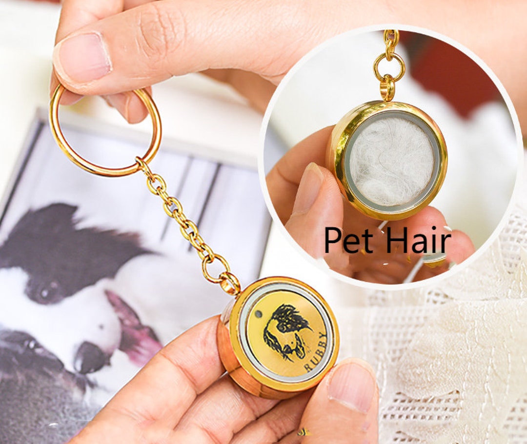 Custom Pet Fur Key Chain Pet Memorial Jewelry Pet Hair Keepsake Dog Cat ...