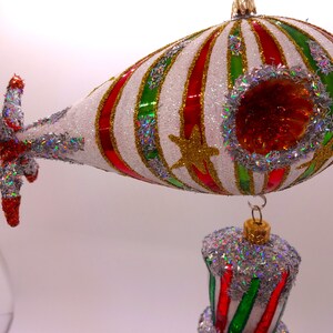 Larry Fraga Christmas Ornament Blimp With Snowman Face Indent Reflector ...