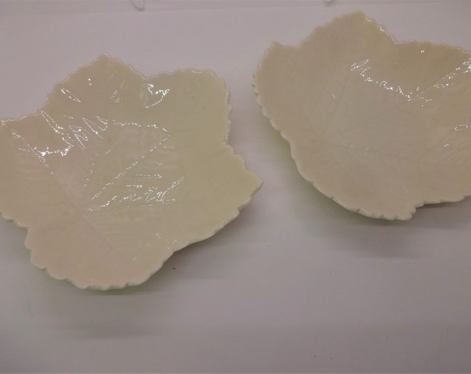 Belleek Sycamore Leaf Dish Cobb Lustre Ireland Green Mark Vintage 1970s ...