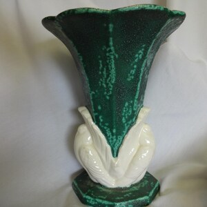 Pottery Mccoy Vase With White Doves Vintage TT - Etsy
