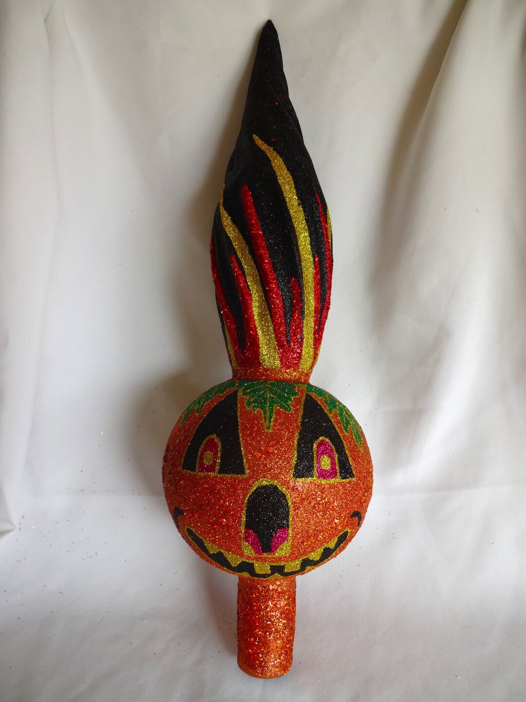 Larry Fraga Tree Topper One of 12 Made All Glittered Pumpkin Face on ...