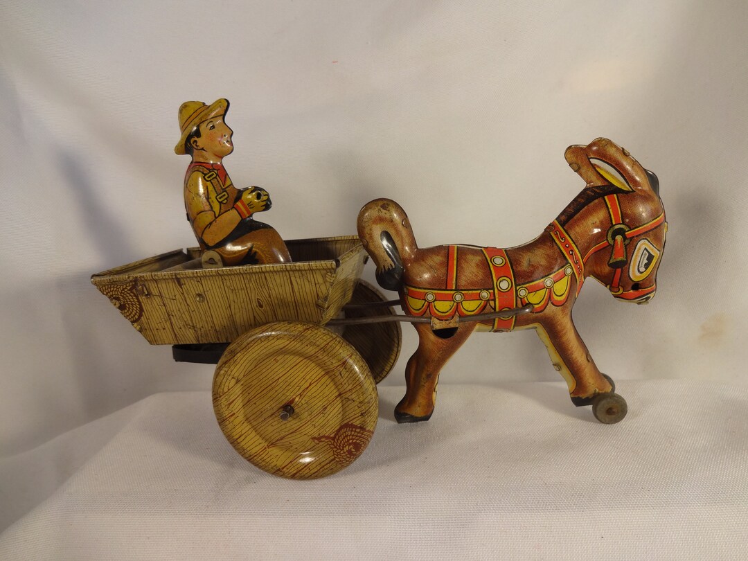 Toy Antique or Vintage Marx Tin Donkey and Cart Wind-up Toy #556 - Etsy