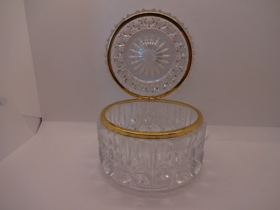 Glass Box Pressed Glass Design Heavy crystal with Lid… - Gem