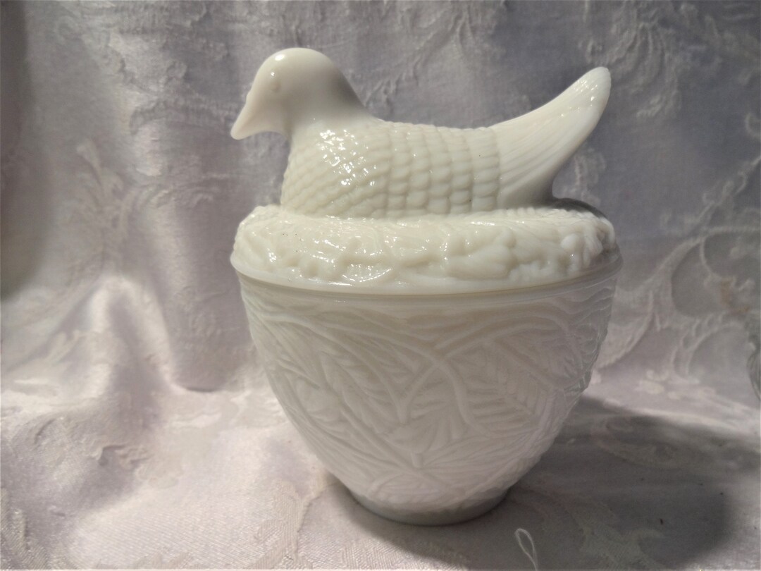 Avon Milk Glass Nesting Dove Candy Dish Vintage #6666 - Etsy