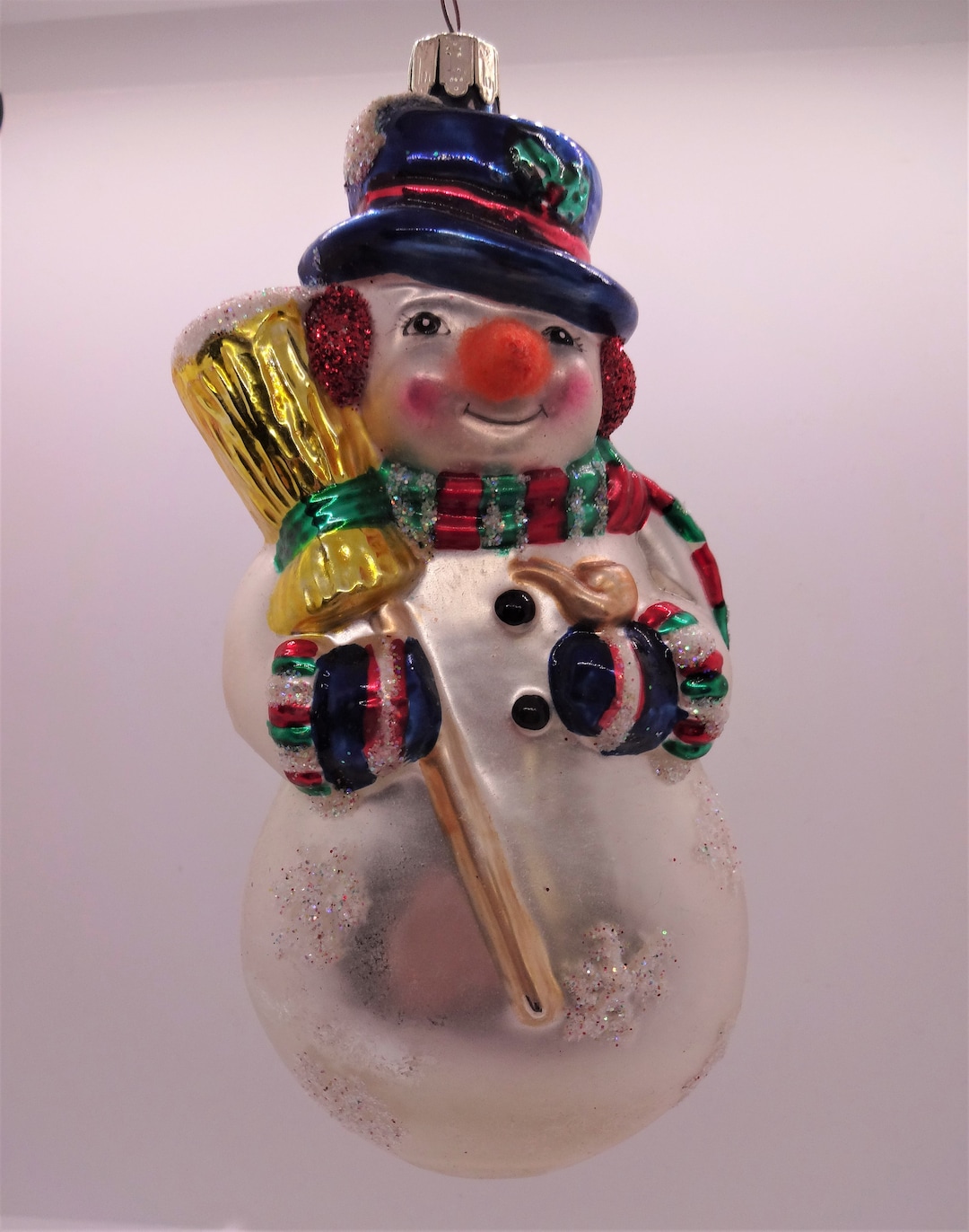 Vintage Christmas Ornament Large Glass Snowman Handpainted #85858 - Etsy