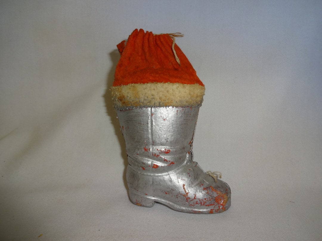 Christmas Ornament Cardboard Boot Candy Container Red Felt - Etsy