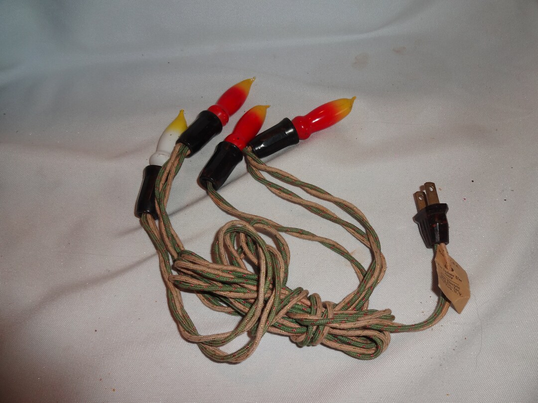 Christmas Lights Vintage Candles 4 Lamps on a Cloth Cord #558 - Etsy