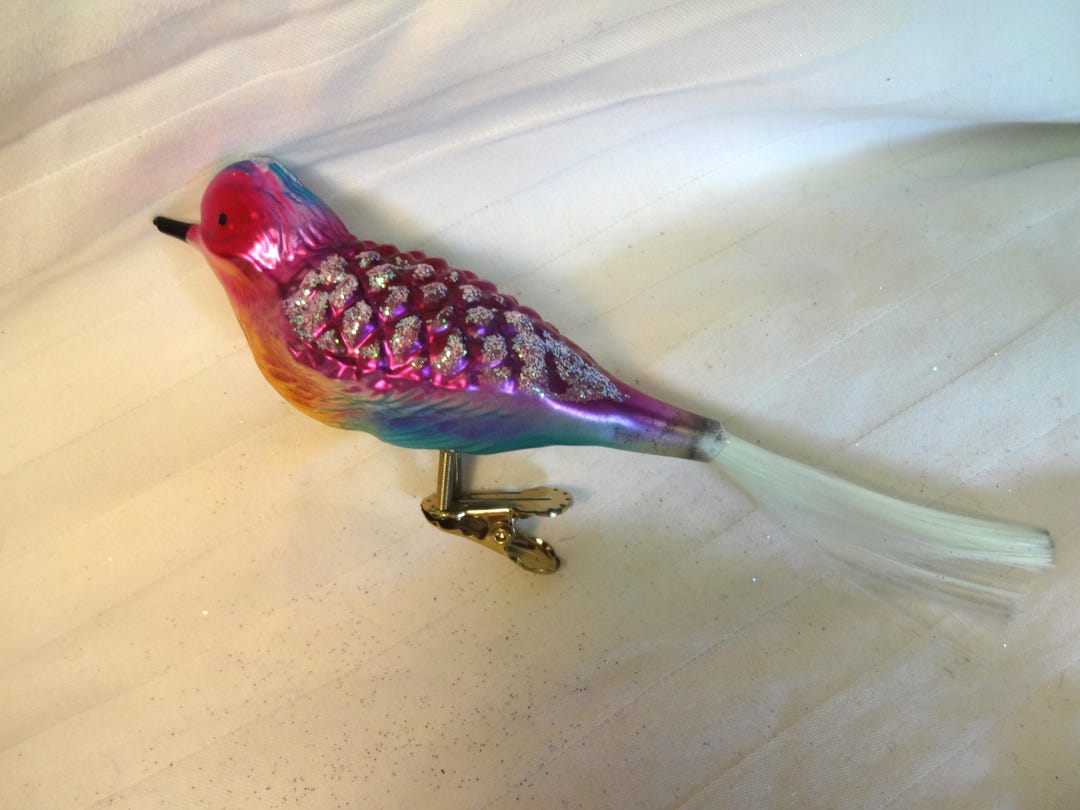 Christopher Radko Vintage Glass Bird Ornament Hand Painted and Accented ...
