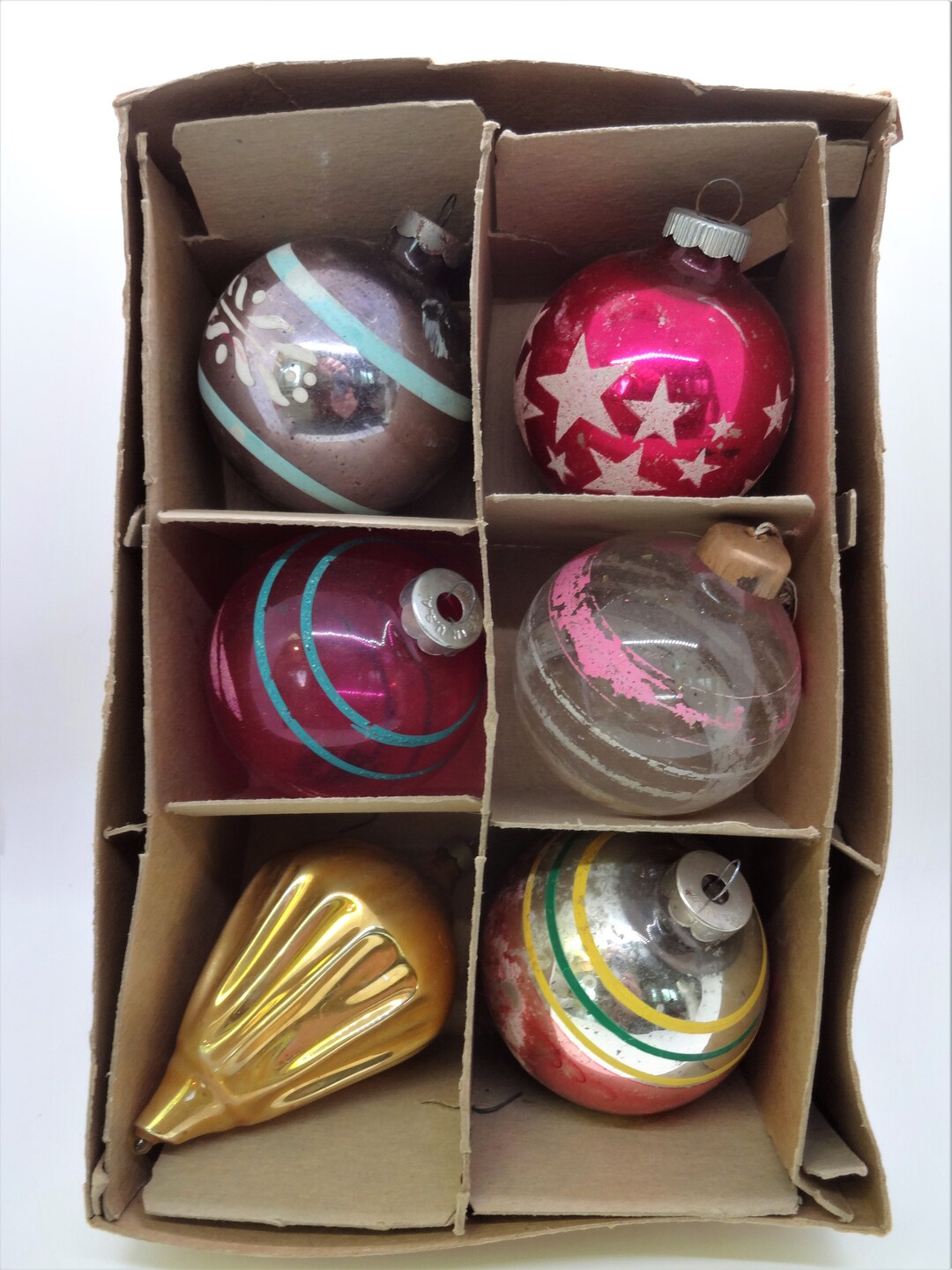 Shiny Brite Vintage Glass Ornaments Large 85858 Etsy