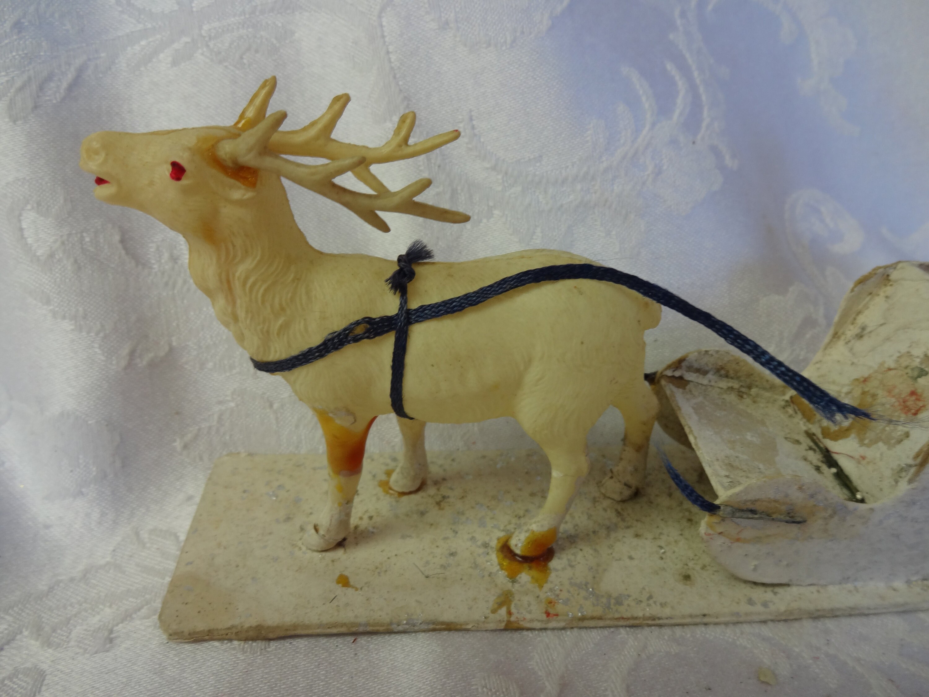 Christmas Sleigh and Celluloid Reindeer Vintage / Antique Pink - Etsy