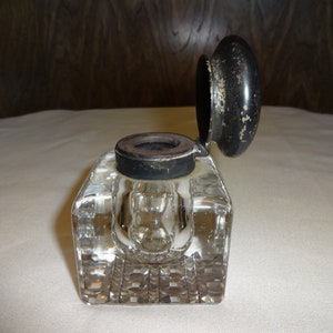 Inkwell Antique Sterling Silver Top Cut Crystal #20 - Etsy
