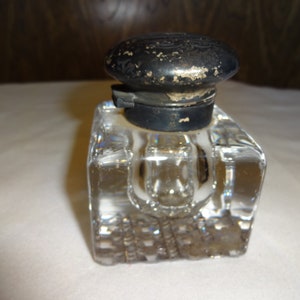 Inkwell Antique Sterling Silver Top Cut Crystal #20 - Etsy