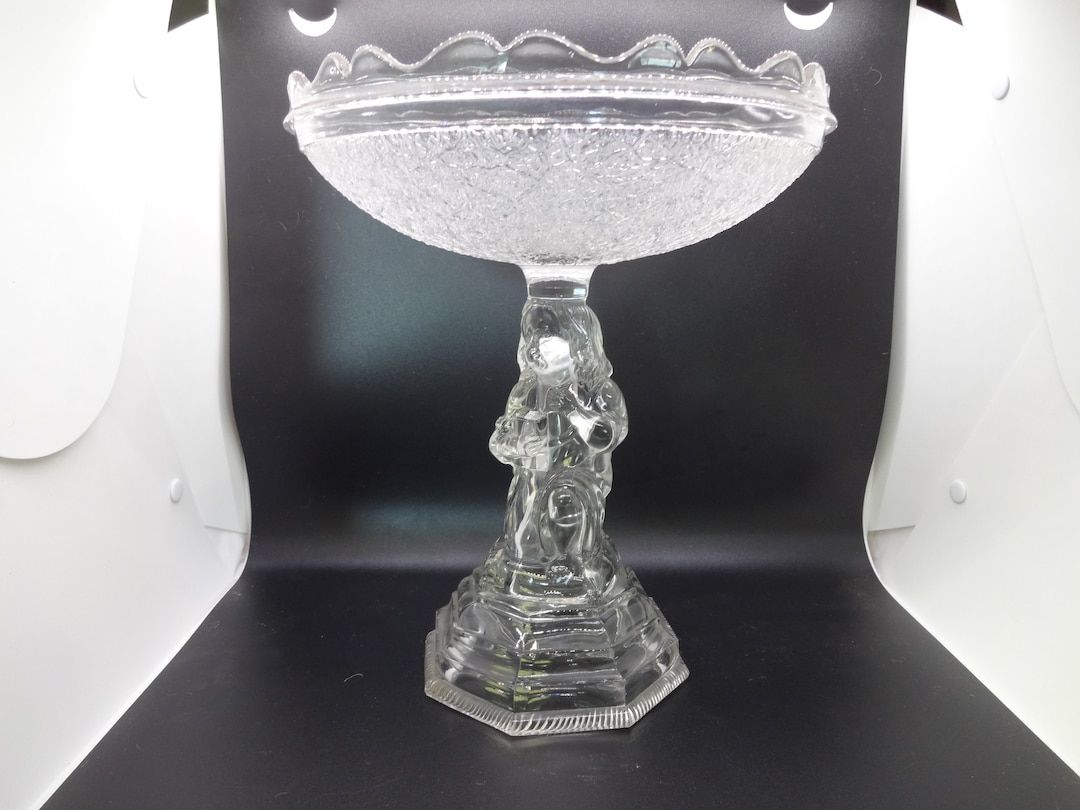 Depression Glass Compote With Women or Fruit Bowl Antique #200013 - Etsy