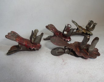 Two 19th Century German Christmas Tree Tin Candle Clip on Holders ...