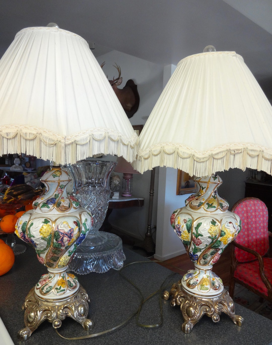 Capodimonte Italian Vintage Lamp Set of Two Original Sticker Just ...