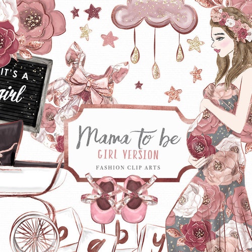 Mother to Be Clip Art Pregnant Baby Boy Silver Gold Glitter | Etsy