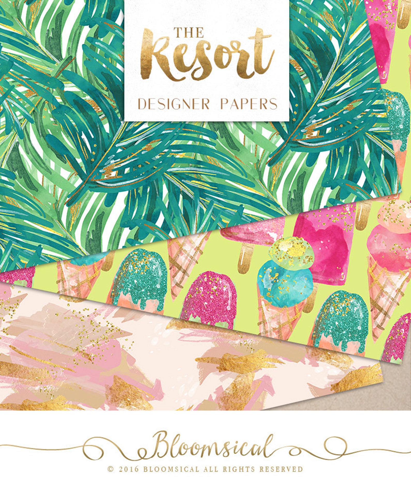 Resort Digital Paper Pack Summer Tropical Flamingo Coconut | Etsy