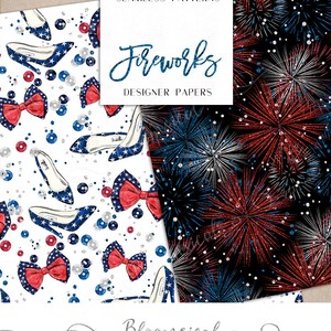 4th of July Digital Papers Red Blue Stars Stripes Fireworks - Etsy