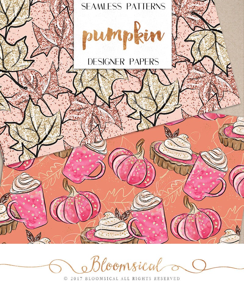 Pumpkin Fall Digital Paper Pack Autumn Leaves Thanksgiving Pie - Etsy