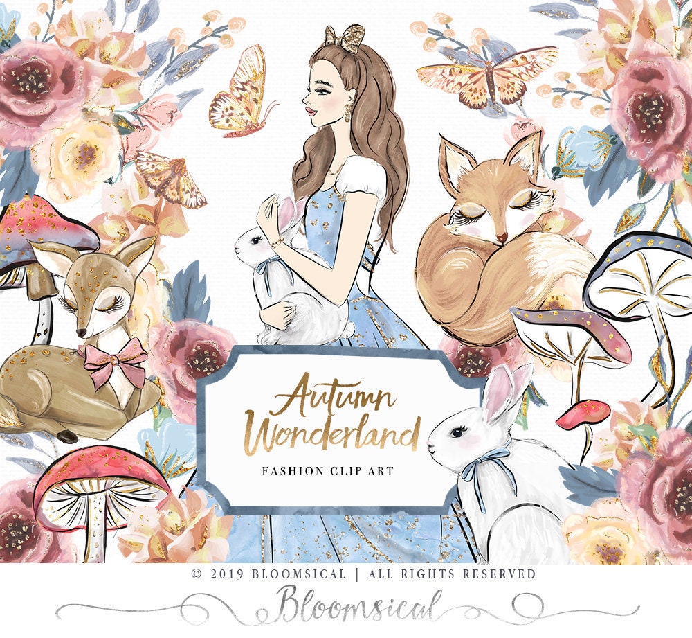 Autumn Wonderland Clip Art Fall Fox Deer Rabbit Woodland - Etsy