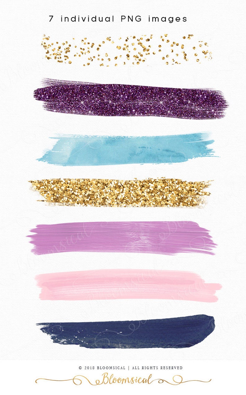 Midnight Purple Brush Strokes Clip Art Hand Painted | Etsy