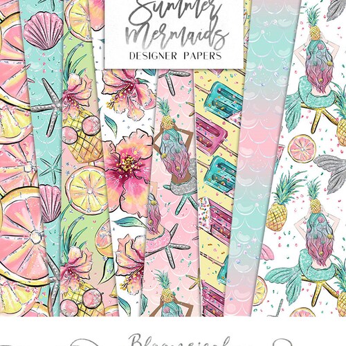 Mermaid Digital Papers Mermaid Patterns Mermaid Seamless - Etsy