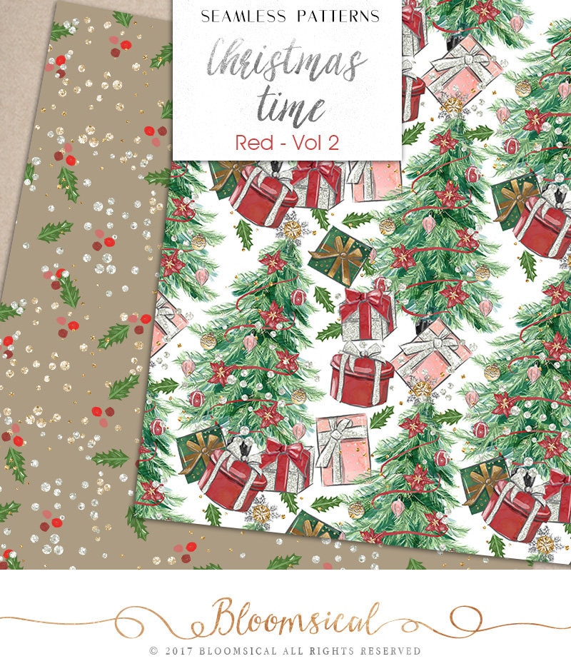 Christmas Digital Paper Holidays Tree Decoration Gifts Dogs - Etsy