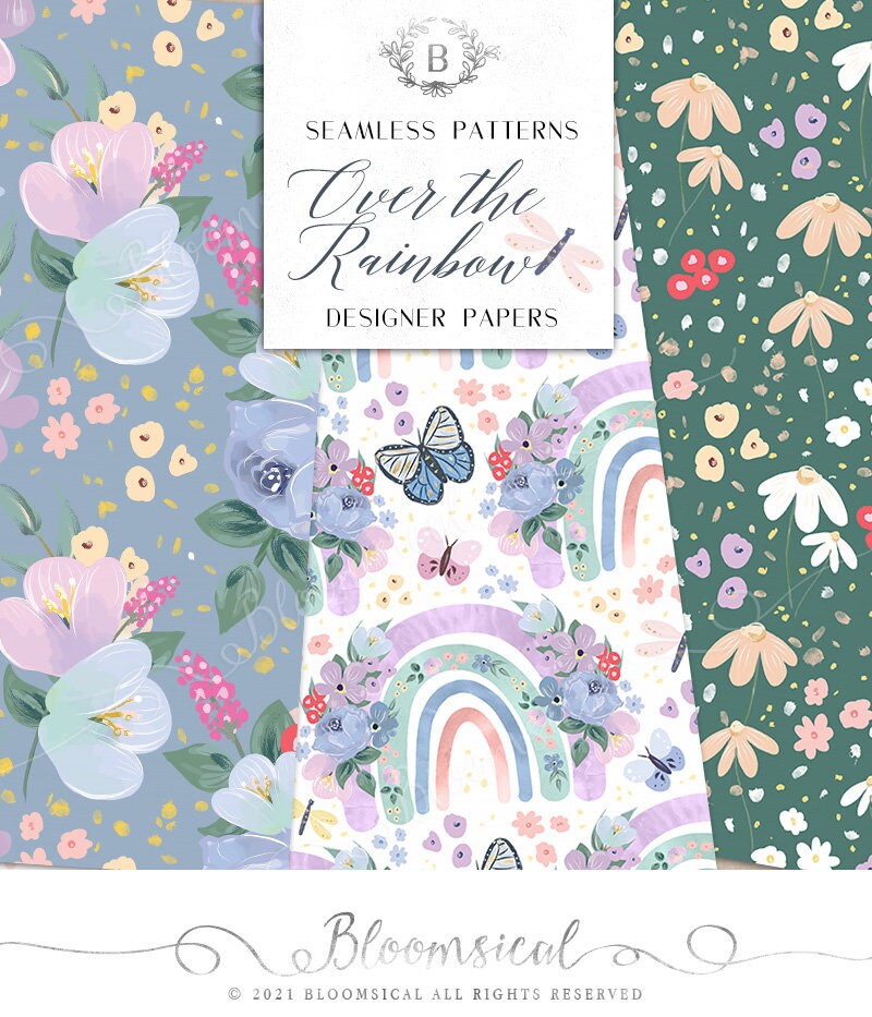 Clip Art & Image Files Scrapbooking Over The Rainbow Digital Papers ...