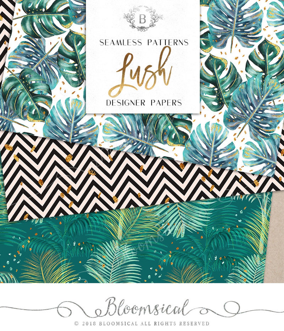 Tropical Digital Papers Lush Summer Books Vacation Palm - Etsy