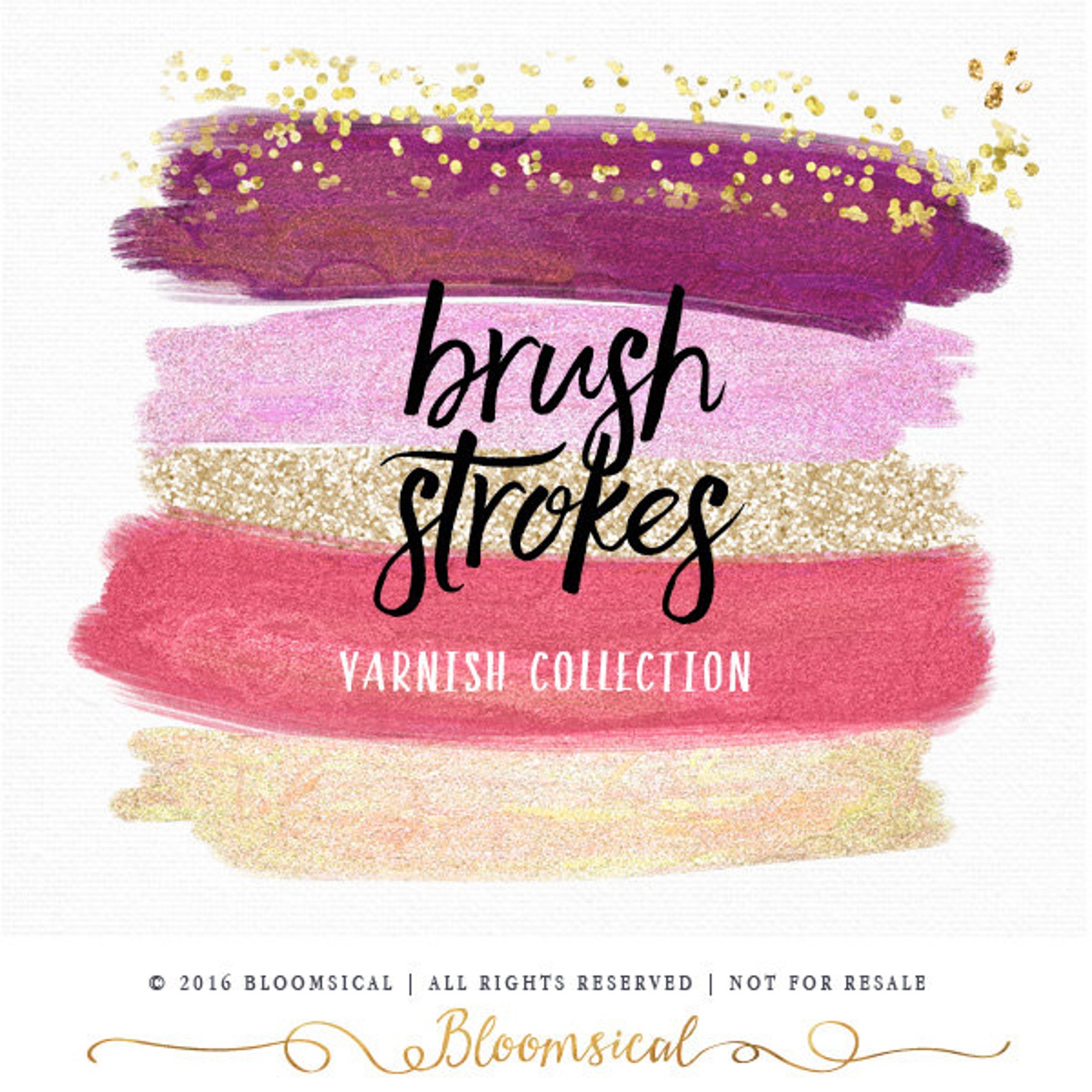 Glitter Brush Strokes Clip Art Hand Painted Pink Blush Gold | Etsy