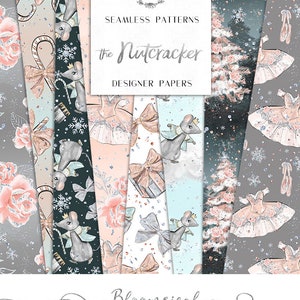 The Nutcracker Digital Papers | the Nutcracker Snow Flakes Silver ...