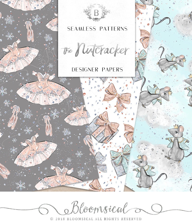 The Nutcracker Digital Papers the Nutcracker Snow Flakes - Etsy