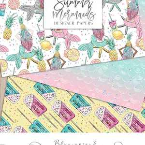 Mermaid Digital Papers | Seahorse Starfish Sea Life Glitter Scale ...