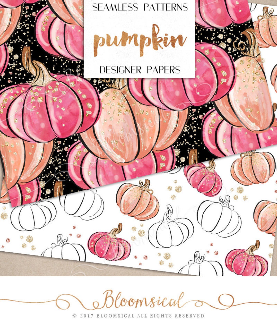 Pumpkin Fall Digital Paper Pack Autumn Leaves Thanksgiving Pie - Etsy