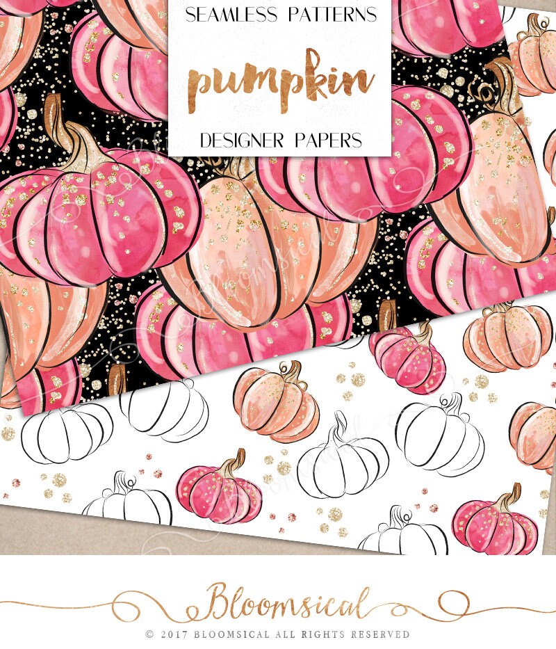 Pumpkin Fall Digital Paper Pack Autumn Leaves Thanksgiving Pie - Etsy