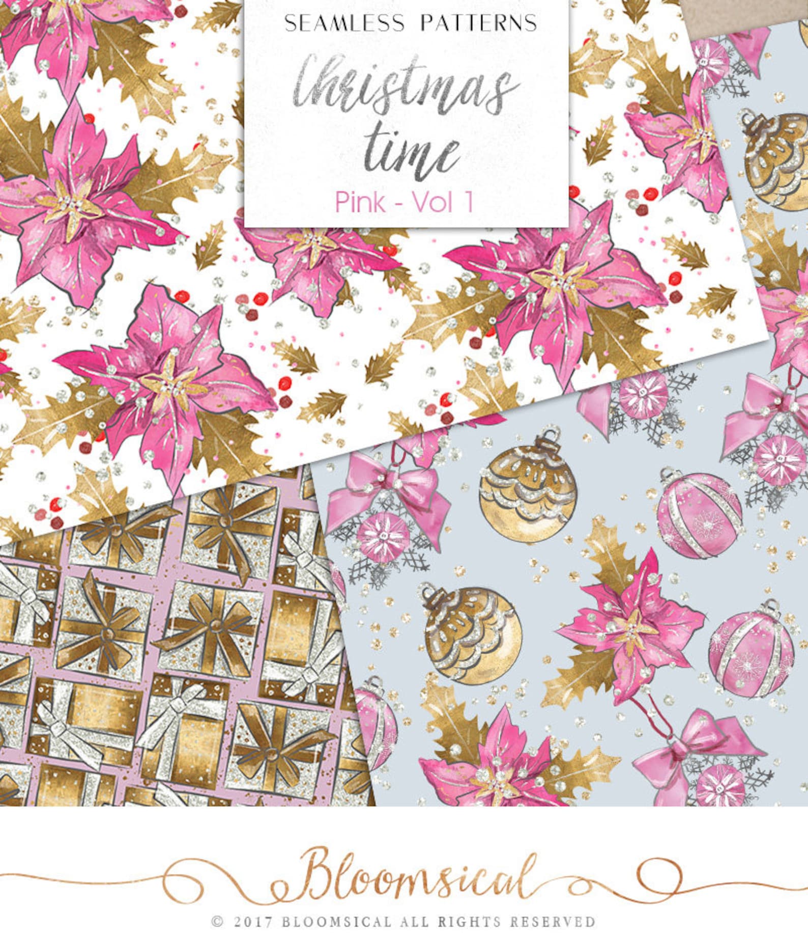 Christmas Digital Paper Holidays Tree Decoration Gifts Dogs | Etsy