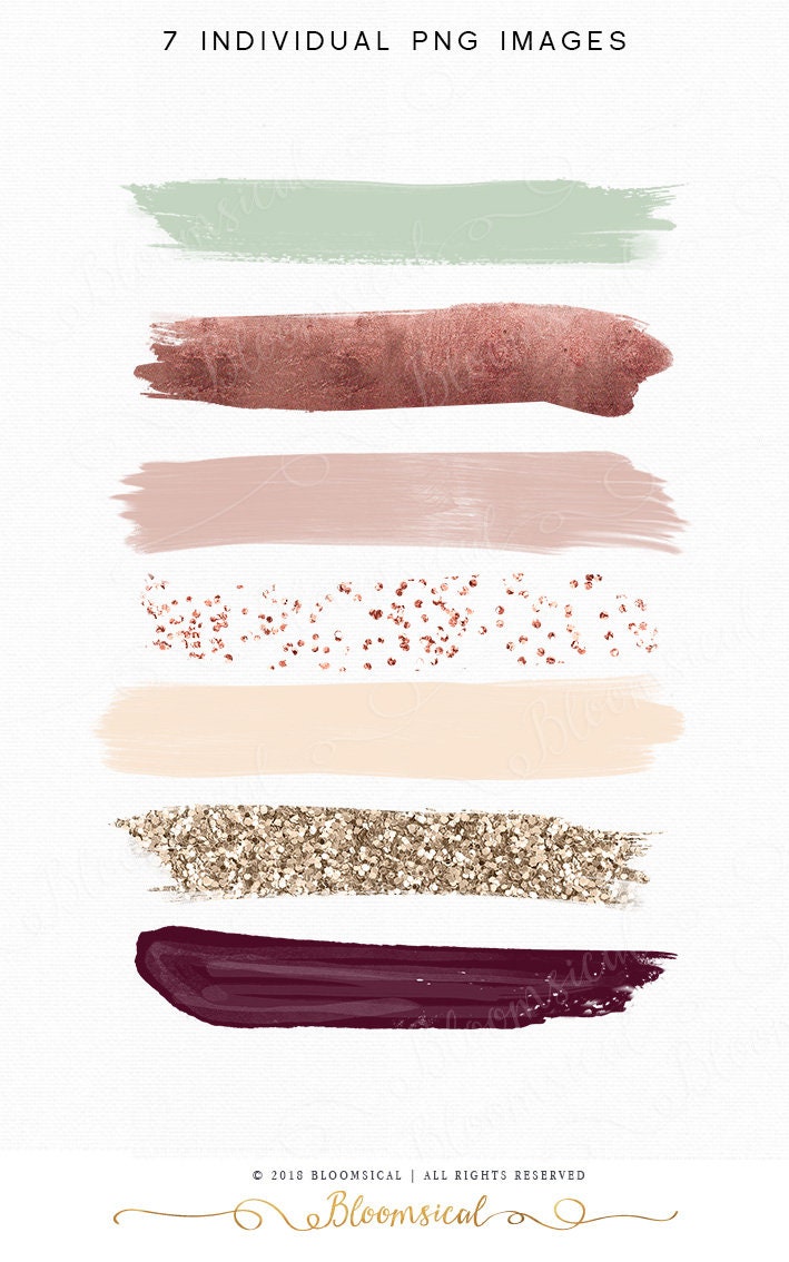 Fall Brush Strokes Clip Art hand Painted Burgundy Blush Nude - Etsy ...