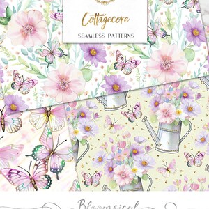 Cottagecore Seamless Digital Papers | Spring Easter Floral, Plaid ...