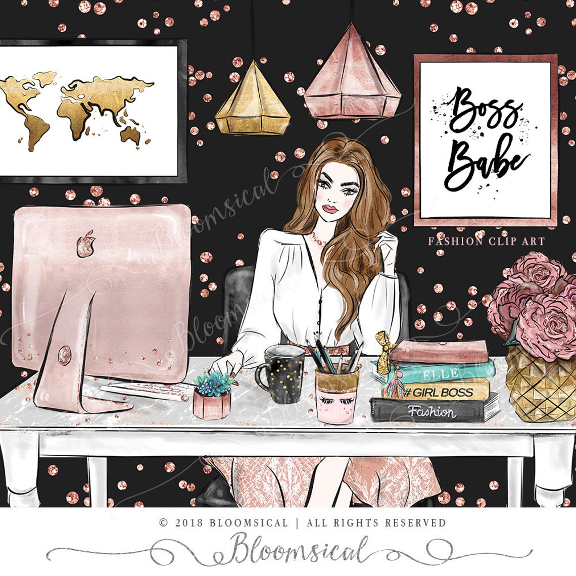 Boss Babe Clip Art Fashion Illustration Girl Boss Office - Etsy