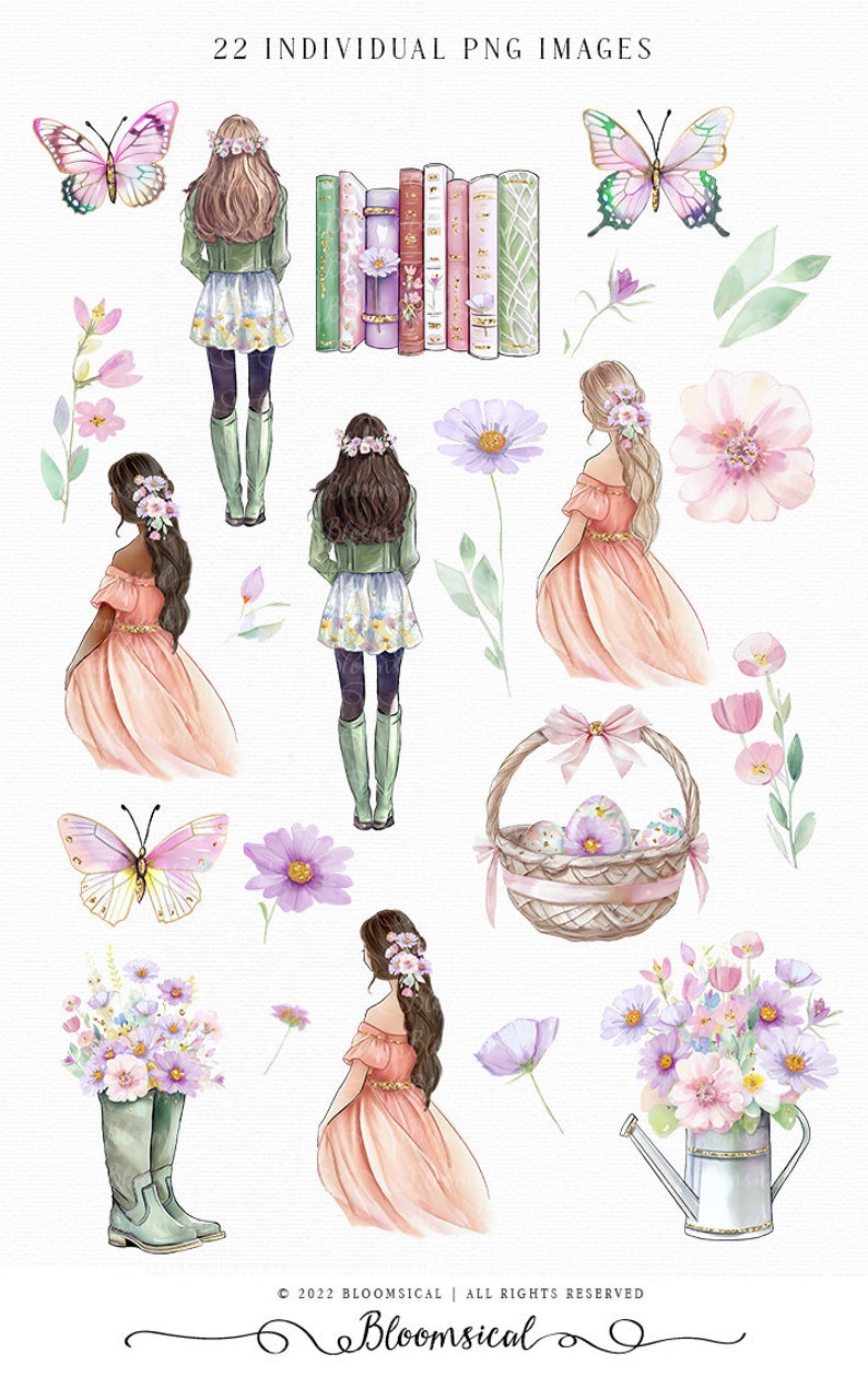 Cottagecore Clipart Collection Spring Gardening Fashion Girl - Etsy