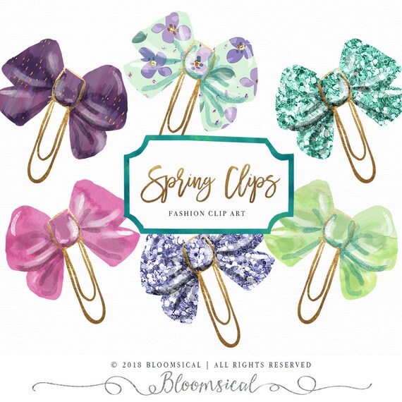 Digital Paper Clip Planner Graphic Hand Drawn Spring Green | Etsy