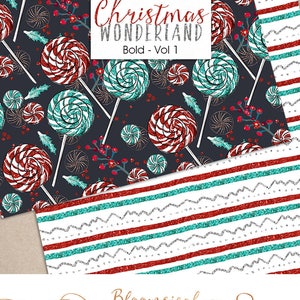 Christmas Digital Paper Pack Reindeer Peppermint Candy Chocolate ...