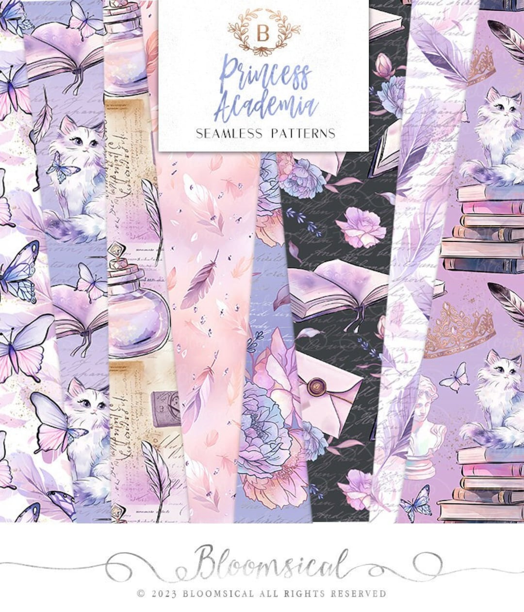 Princess Academia Digital Papers | Books Floral Princess Halloween ...